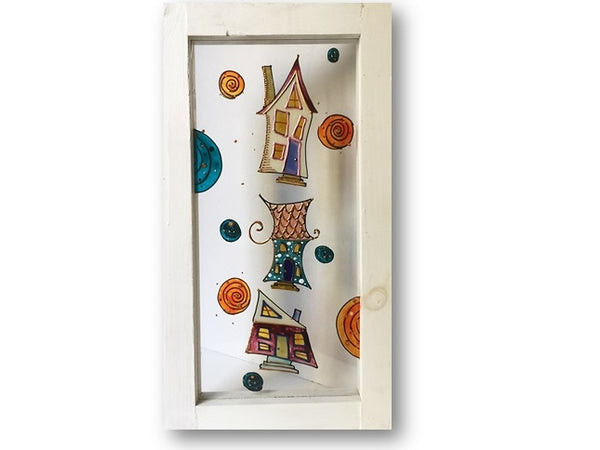 Stained Glass Art - Window with Houses – ArtQuest Gallery